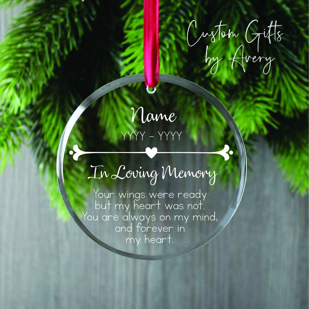 Glass Memorial Ornament Your Wings Were Ready Memorial Ornament * in ...