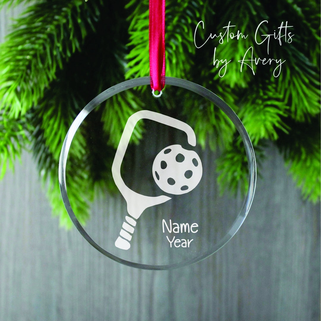 Personalized GLASS Pickle Ball Ornament * Round Glass Ornament * Sun ...