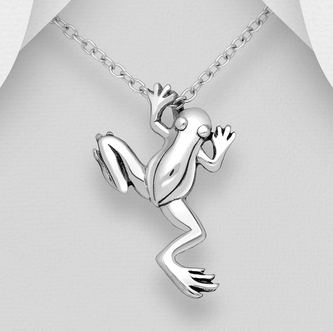 Sterling Silver Frog Necklace * Hanging Frog Pendant * Tree Frog ...