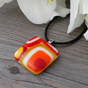 Red, Orange, and Yellow Necklace * Modern Fused Glass Pendant * Warm ...