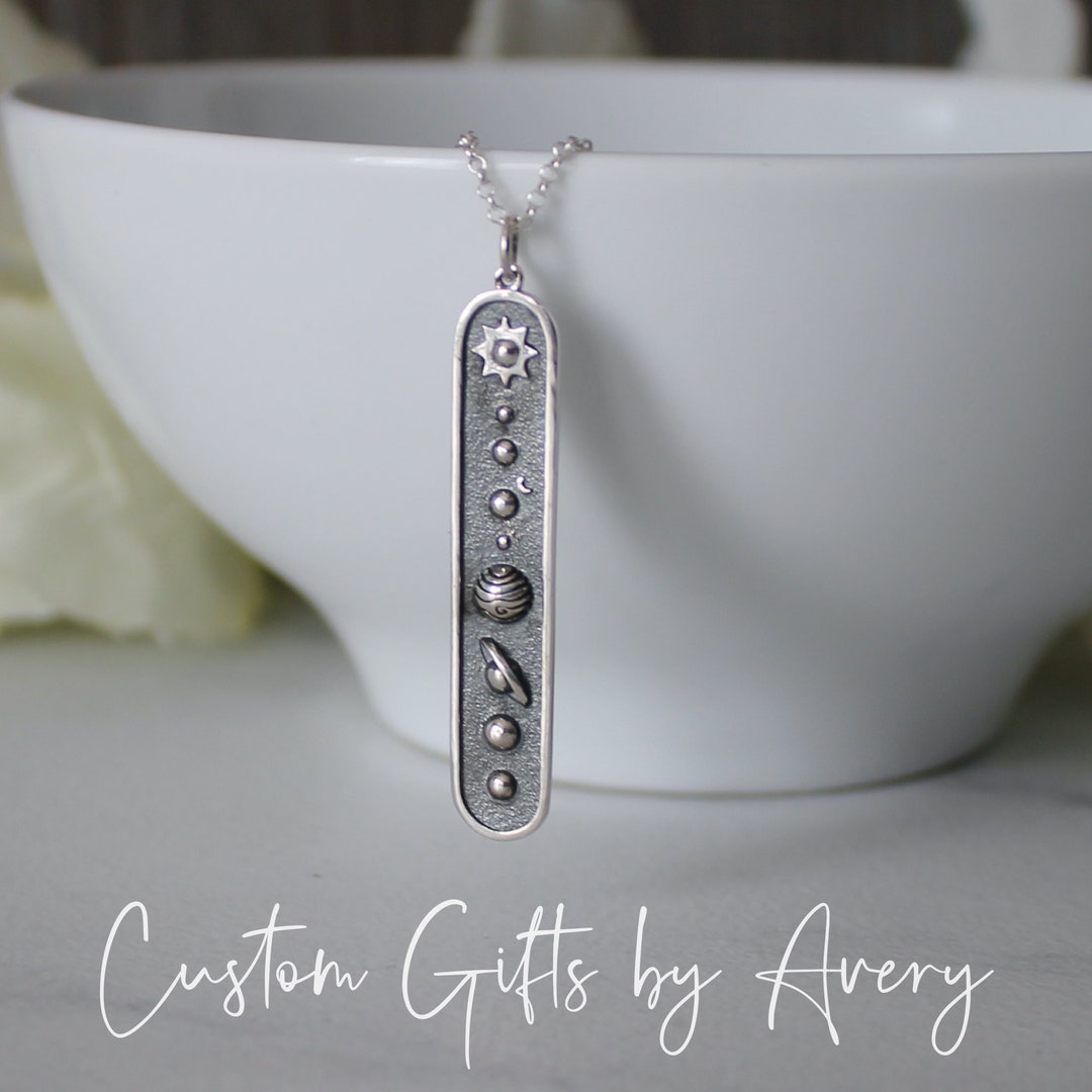 Sterling Silver Solar System Pendant Necklace * Oxidized Sterling ...