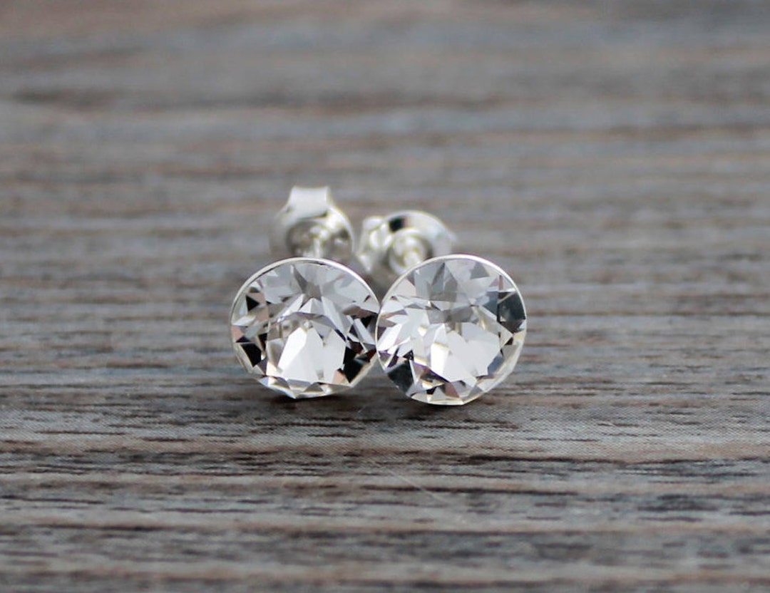Clear Swarovski Crystal Studs on Sterling Silver Posts; Lightweight ...