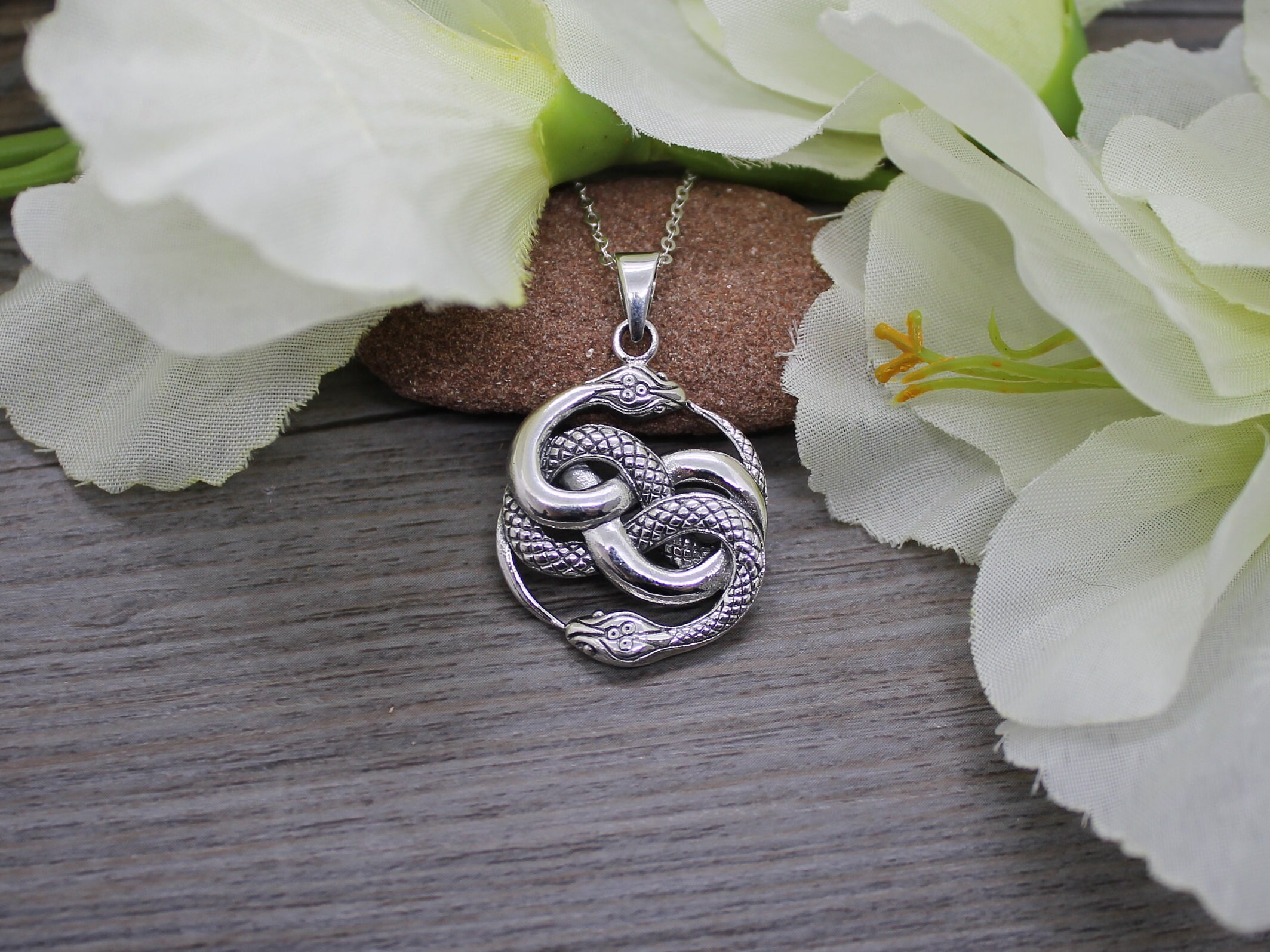 Ouroboros Necklace Sterling Silver Auryn Pendant Snake - Etsy