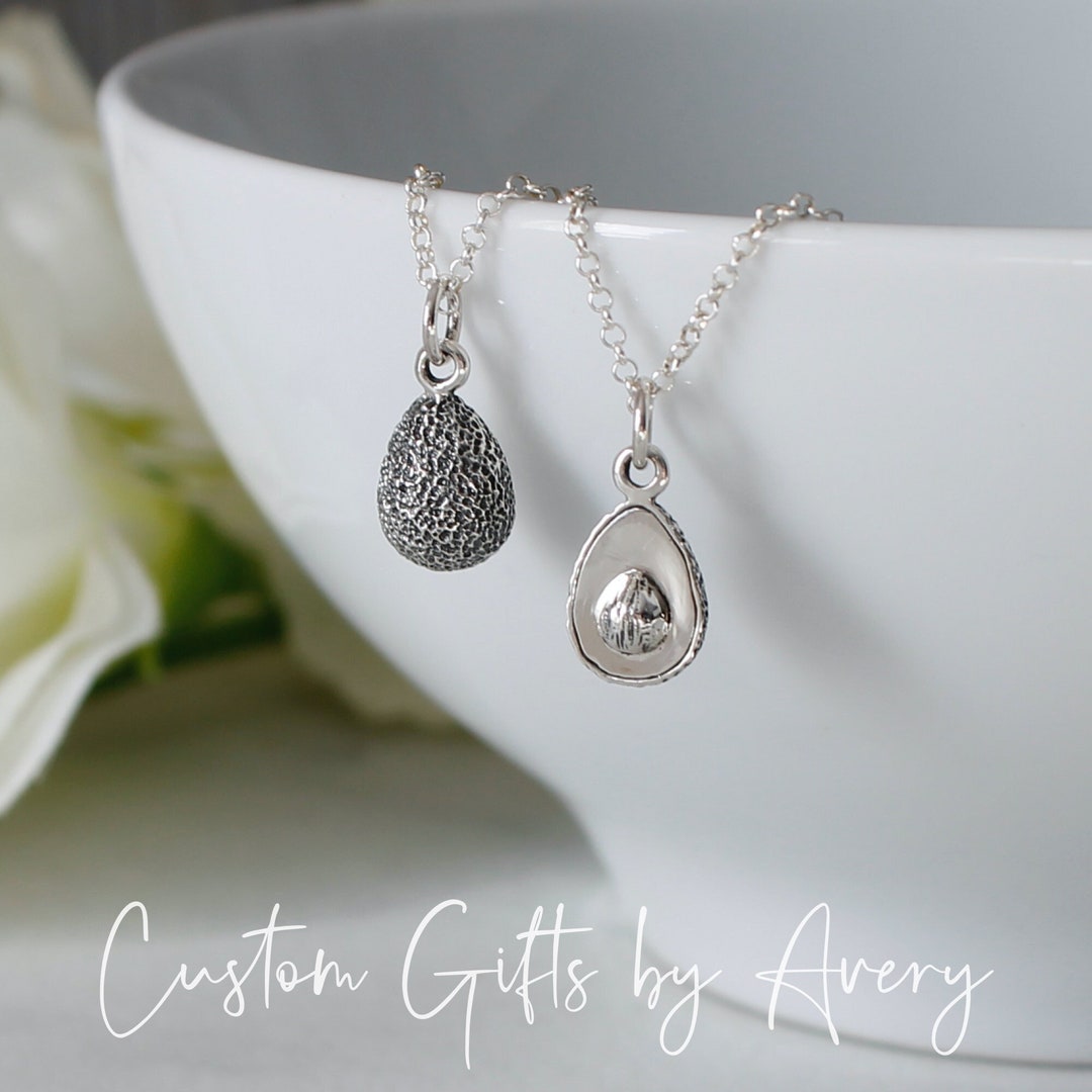 Sterling Silver Avocado Pendant Necklace * Tiny Food Charm - Etsy