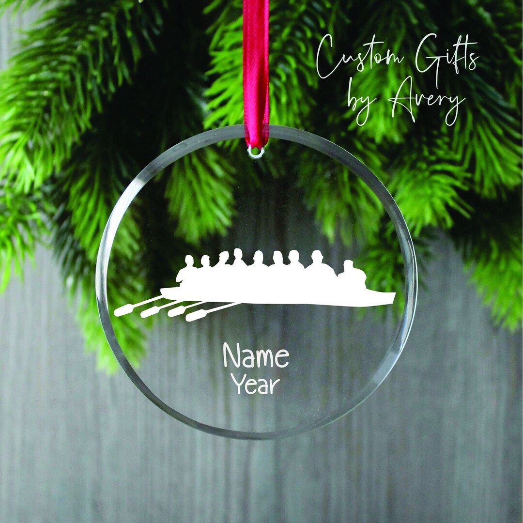 Custom Rowing Ornament * Personalized GLASS Rowing Ornament * 8 Rowers ...