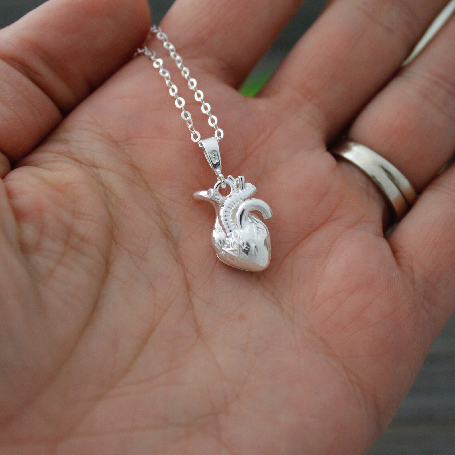 3D Anatomical Human Heart Necklace SOLID Sterling Silver | Etsy
