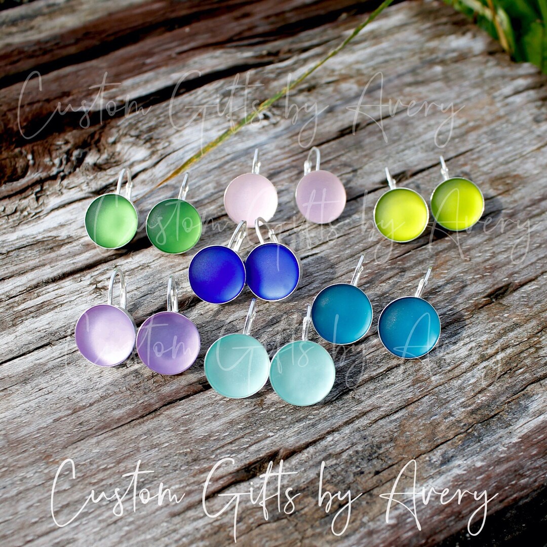 Round Sea Glass Earrings in Sterling Silver * Cultured Sea Glass ...