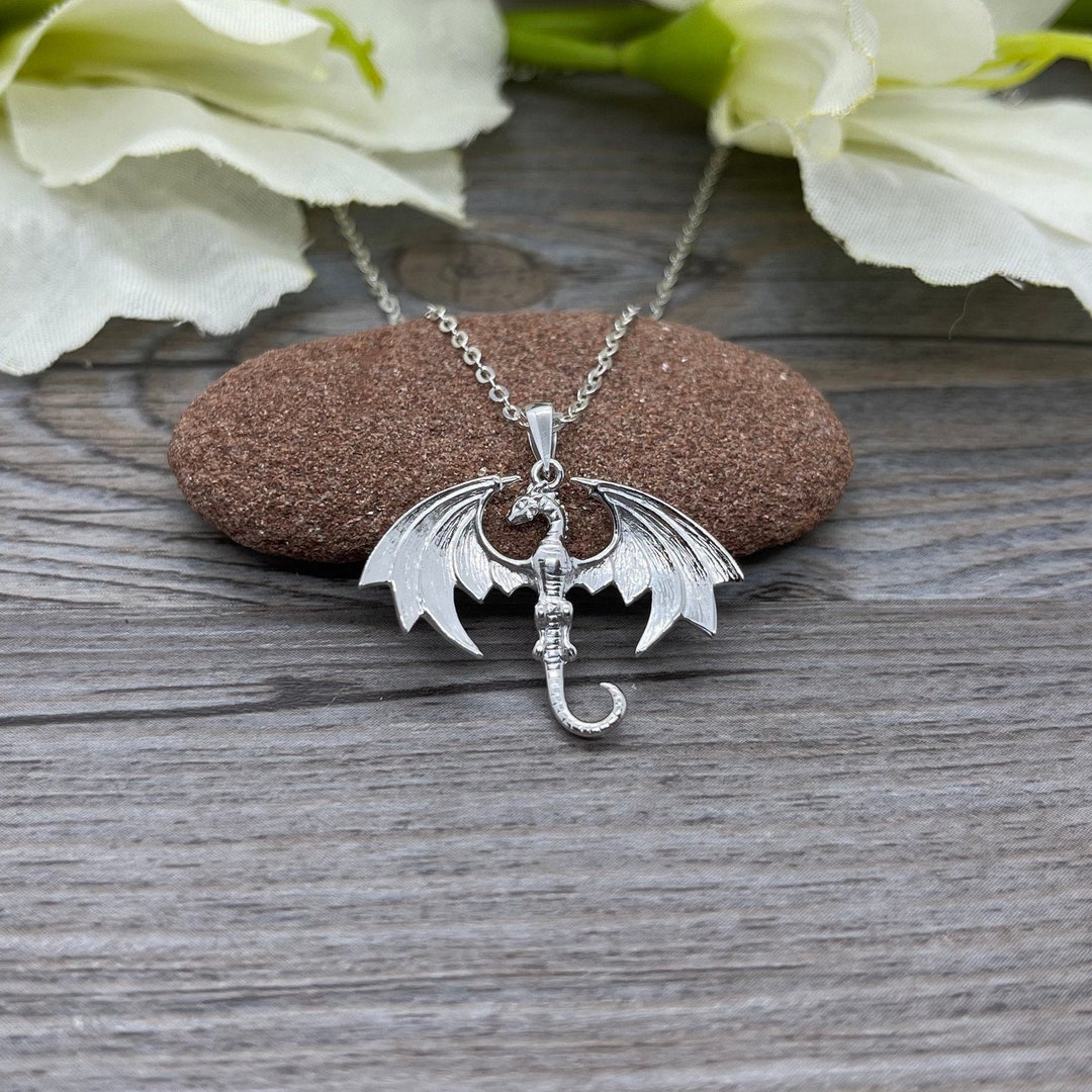 Sterling Silver Dragon Necklace * Sterling Silver Wyvern Pendant ...