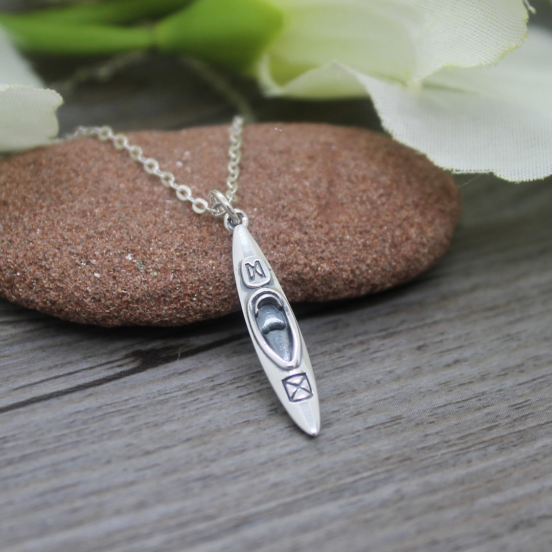 Sterling Silver Kayak Pendant Necklace * Kayak Charm * Kayaking ...