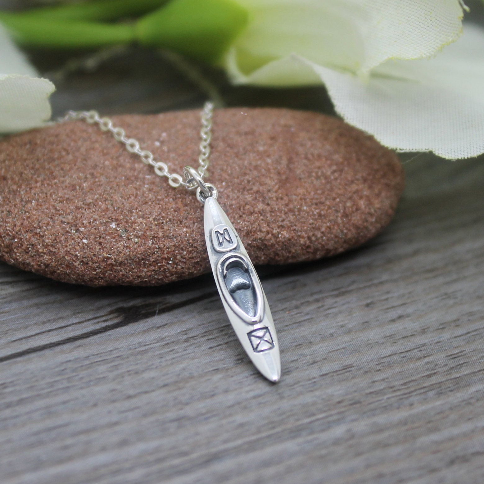 Sterling Silver Kayak Pendant Necklace Kayak Charm - Etsy