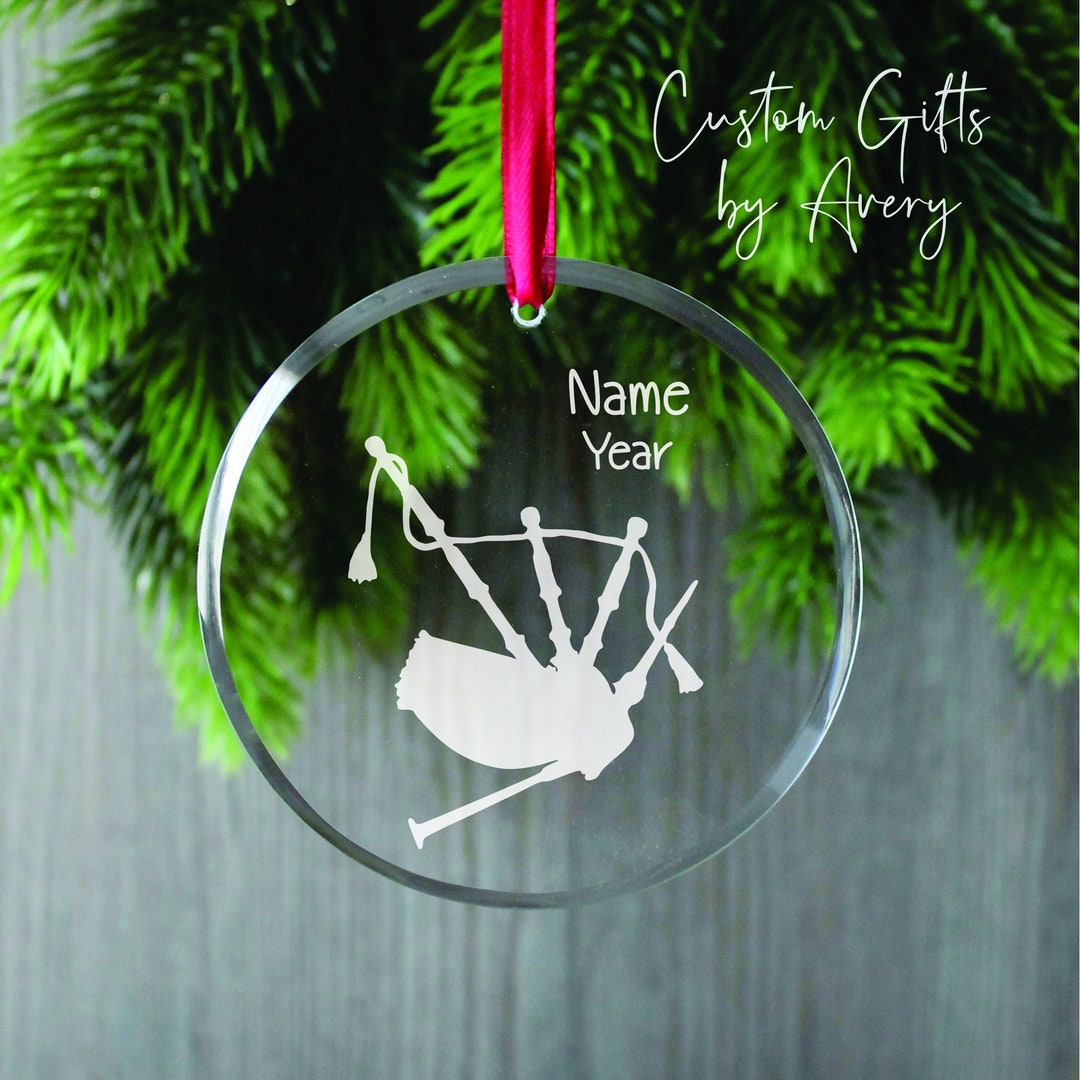 Personalized GLASS Bagpipes Ornament * Round Glass Ornament * Sun ...