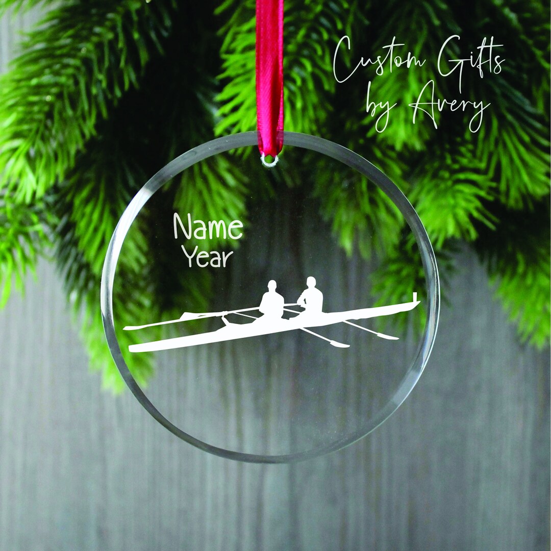 Personalized GLASS Rowing Ornament * Male Double Scull Rower * Round ...