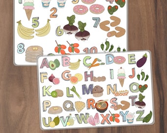 Alphabet Letters and Numbers Placemat Double Sided with Zoo | Etsy