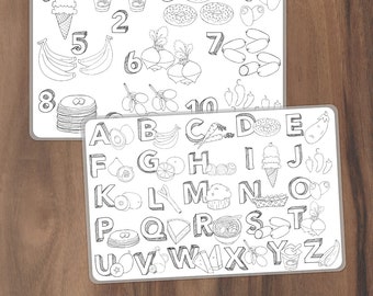 Alphabet Letters and Numbers Placemat Double Sided with Zoo | Etsy