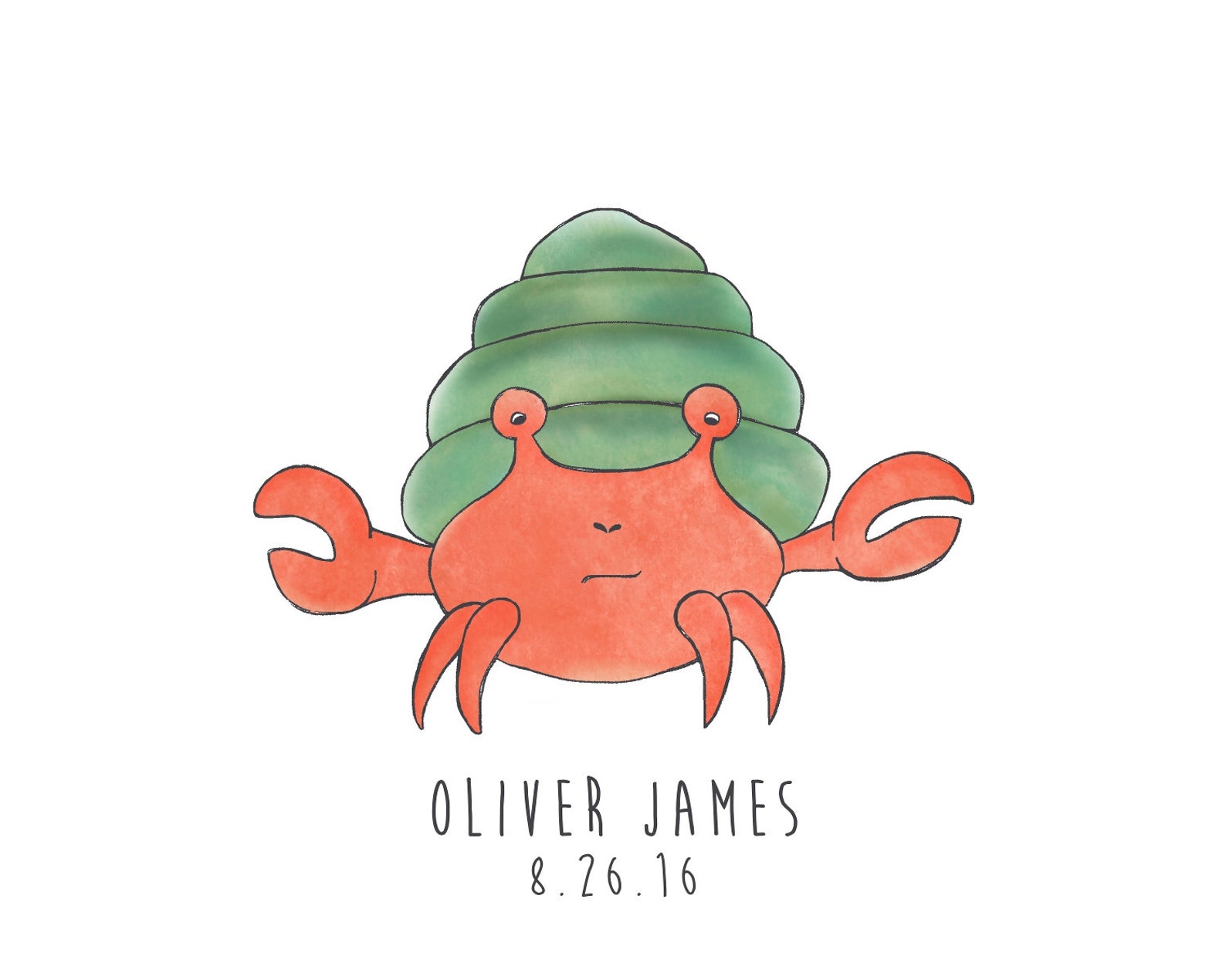 Grumpy Hermit Crab Illustration Print Nursery Art - Etsy