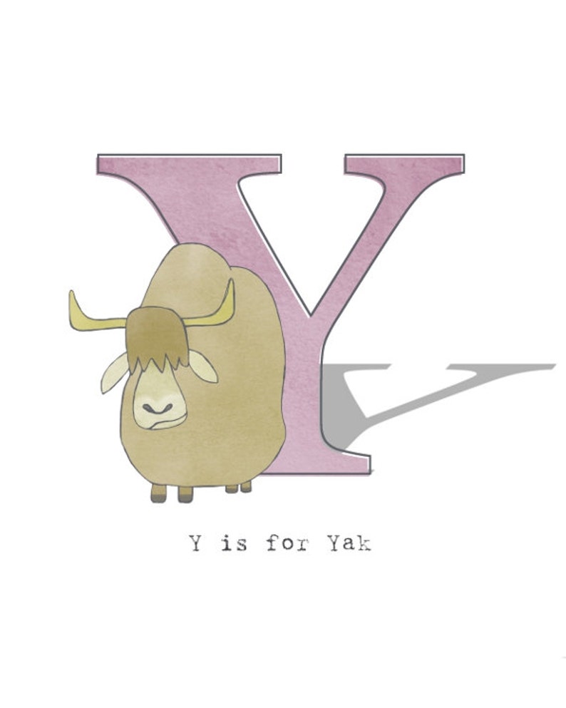 Y is for Yak Alphabet Illustration Print Nursery Art - Etsy