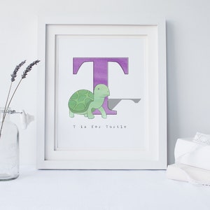 T is for Turtle - Alphabet Illustration Print, Nursery Art, Kid's Decor ...