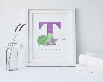 T is for Tiger Alphabet Illustration Print Nursery Art | Etsy