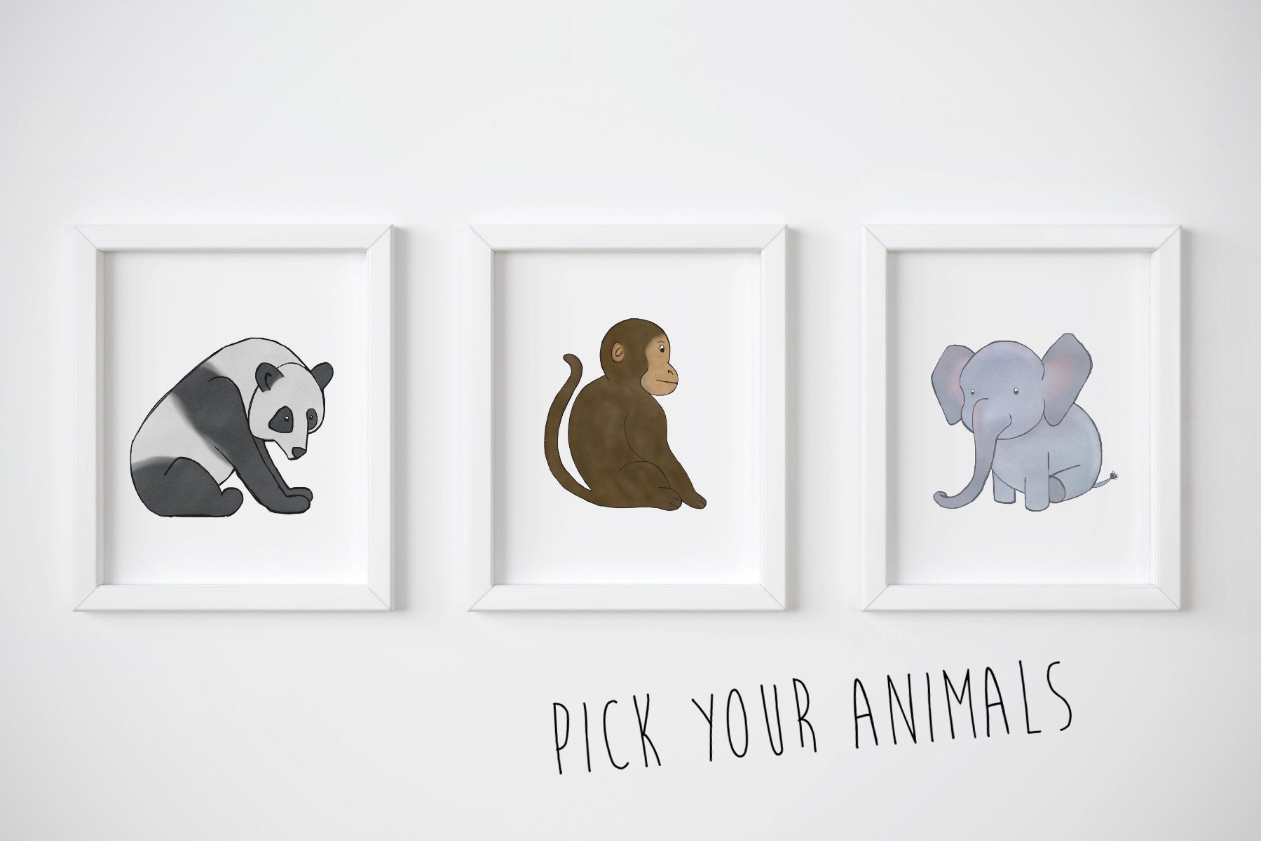Safari Animal Parade Print - Zoo Animals Nursery Art Featuring an ...