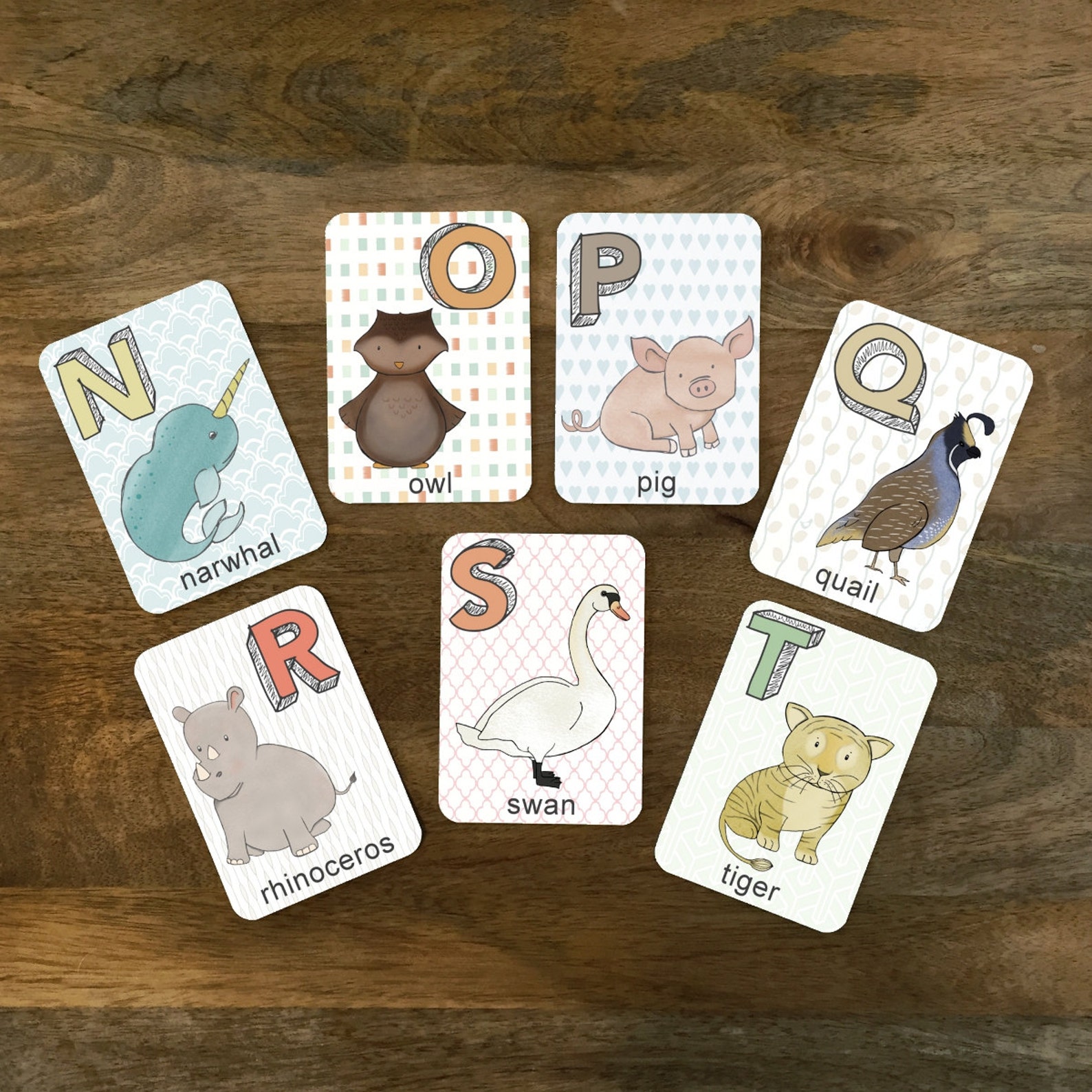 Animal Alphabet Cards Alphabet Letters With Zoo Animal | Etsy