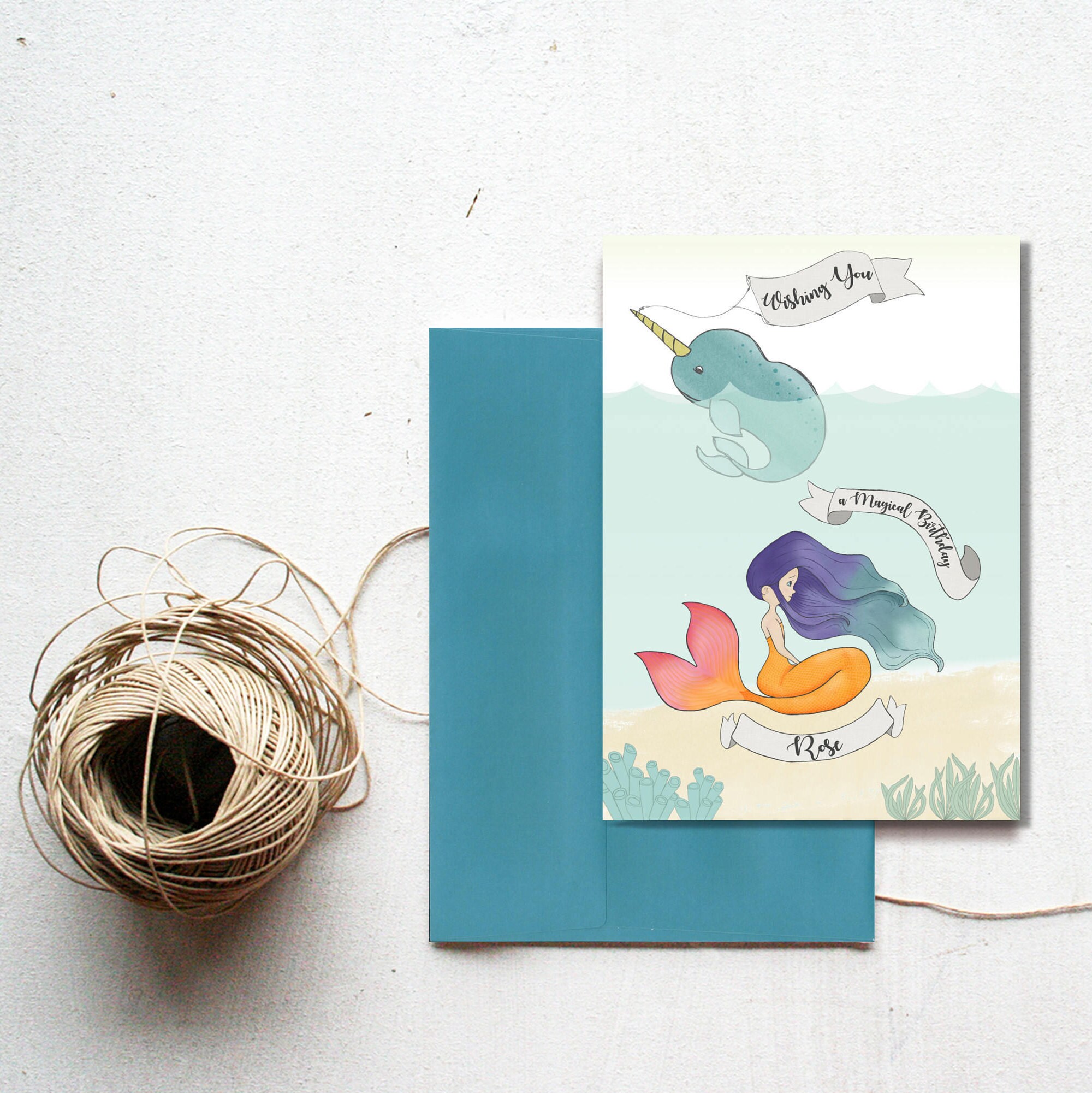 Mermaid Birthday Custom Card - Personalized Card for Little Mermaid ...