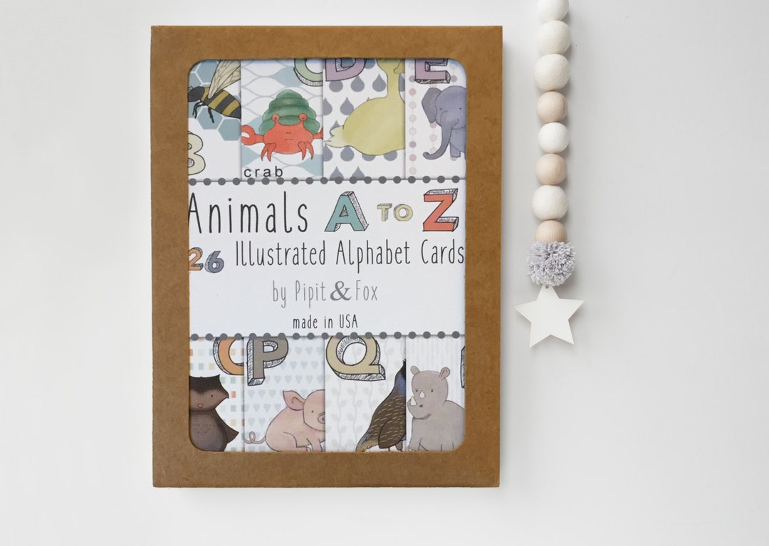 Animal Alphabet Cards - Alphabet Letters With Zoo Animal Illustrations ...