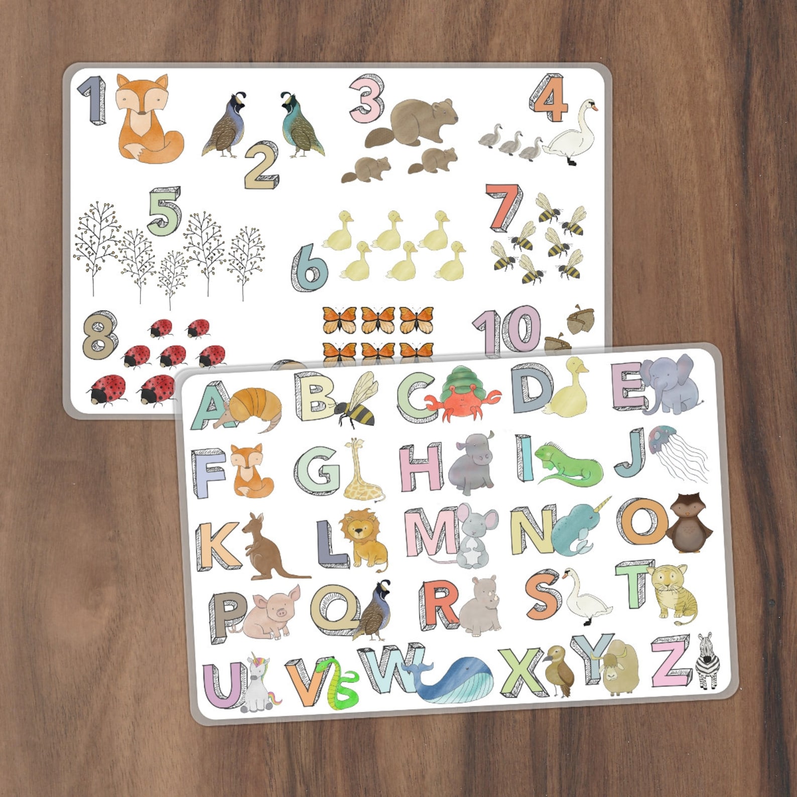 Alphabet Letters and Numbers Placemat Double Sided With Zoo - Etsy