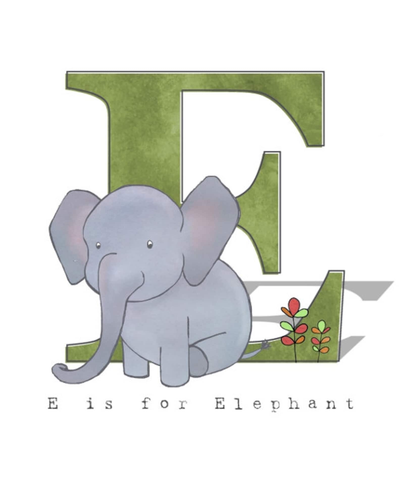 E is for Elephant Alphabet Illustration Print Nursery Art | Etsy
