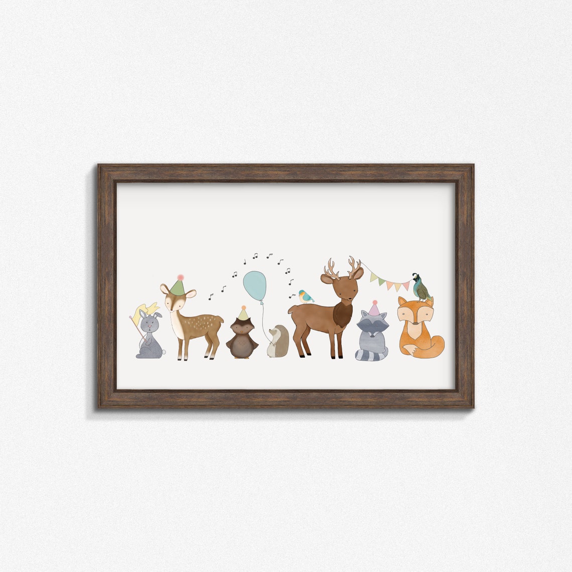 Woodland Animal Parade Print Woodland Animals Nursery Art | Etsy