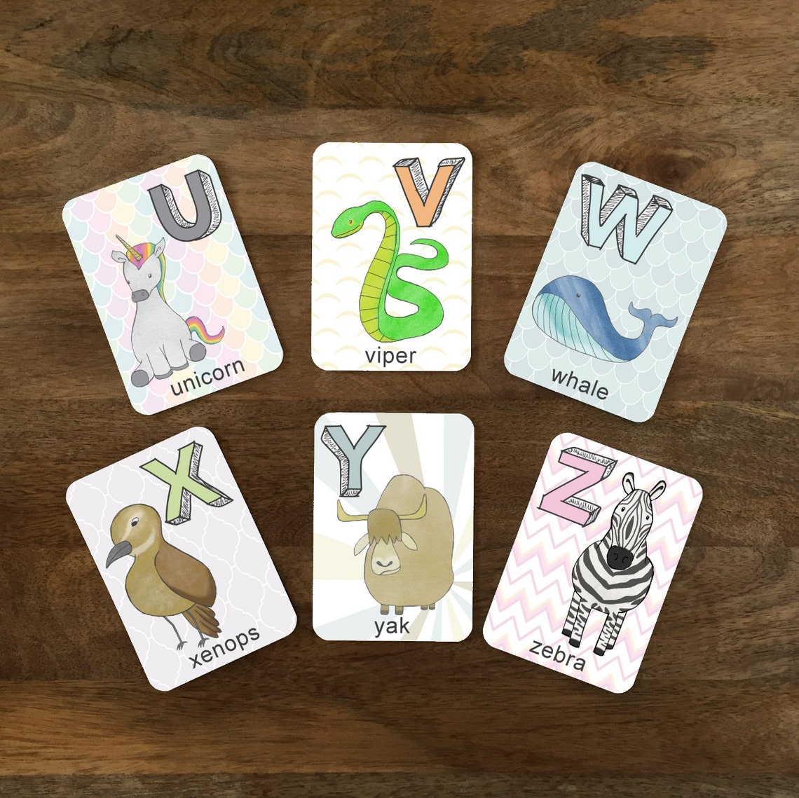 Animal Alphabet Cards Alphabet Letters With Zoo Animal | Etsy