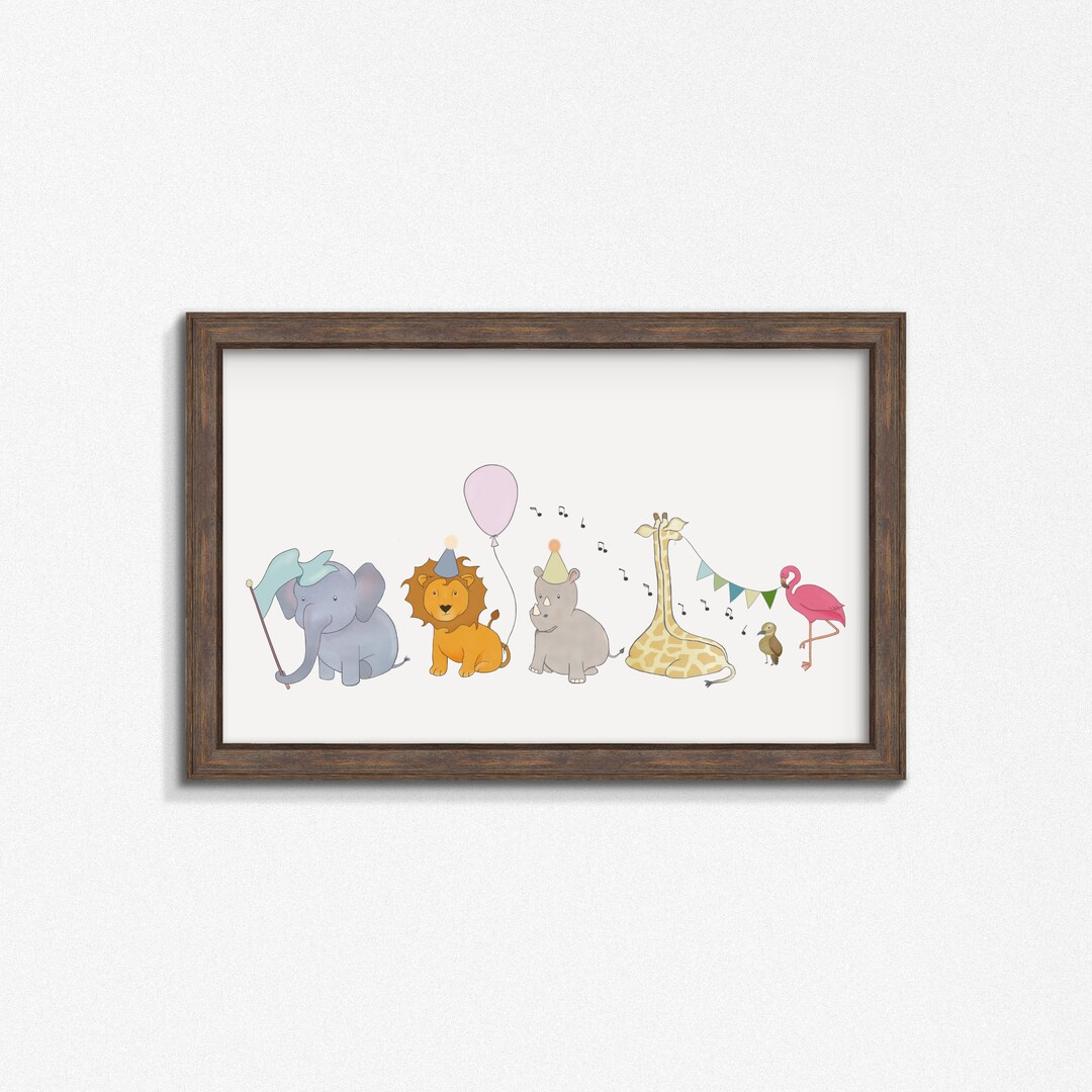 Safari Animal Parade Print - Zoo Animals Nursery Art Featuring an ...