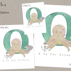 O is for Octopus - Alphabet Illustration Print, Nursery Art, Kid's ...