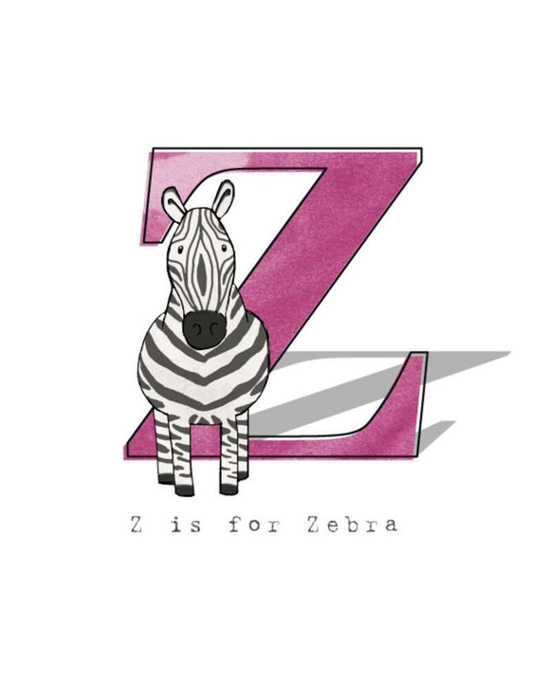 Z is for Zebra - Alphabet Illustration Print, Nursery Art, Kid's Decor ...