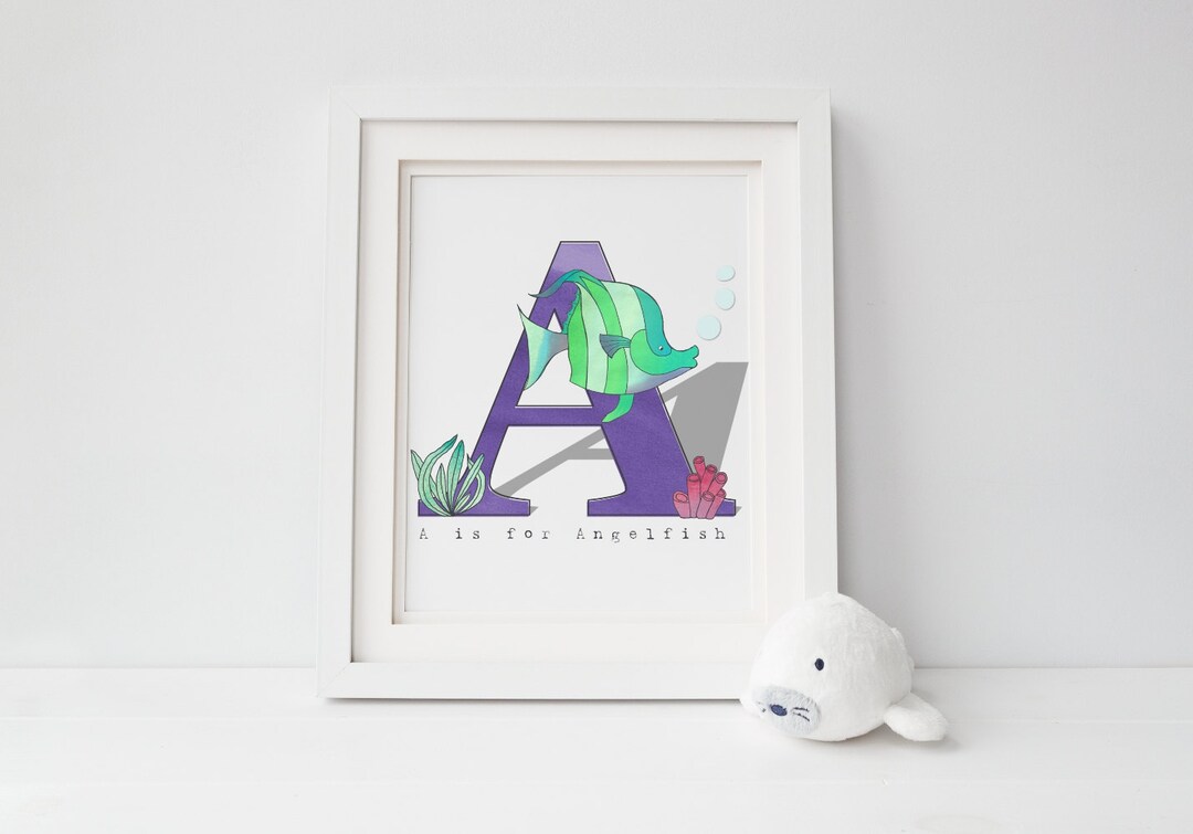 A is for Angelfish - Alphabet Illustration Print, Nursery Art, Kid's ...