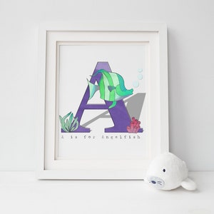 A is for Angelfish - Alphabet Illustration Print, Nursery Art, Kid's ...
