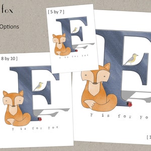 F is for Fox - Alphabet Illustration Print, Nursery Art, Kid's Decor ...
