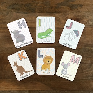 Animal Alphabet Cards - Alphabet Letters With Zoo Animal Illustrations ...
