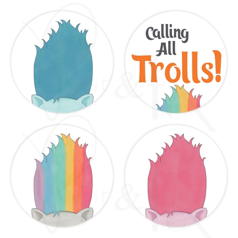Trolls Birthday Party Favors Custom Stickers for Kids | Etsy