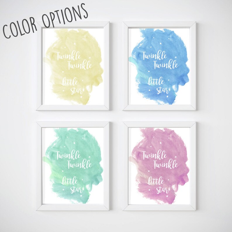 Twinkle Twinkle Little Star Nursery Art Print - Watercolor Style ...