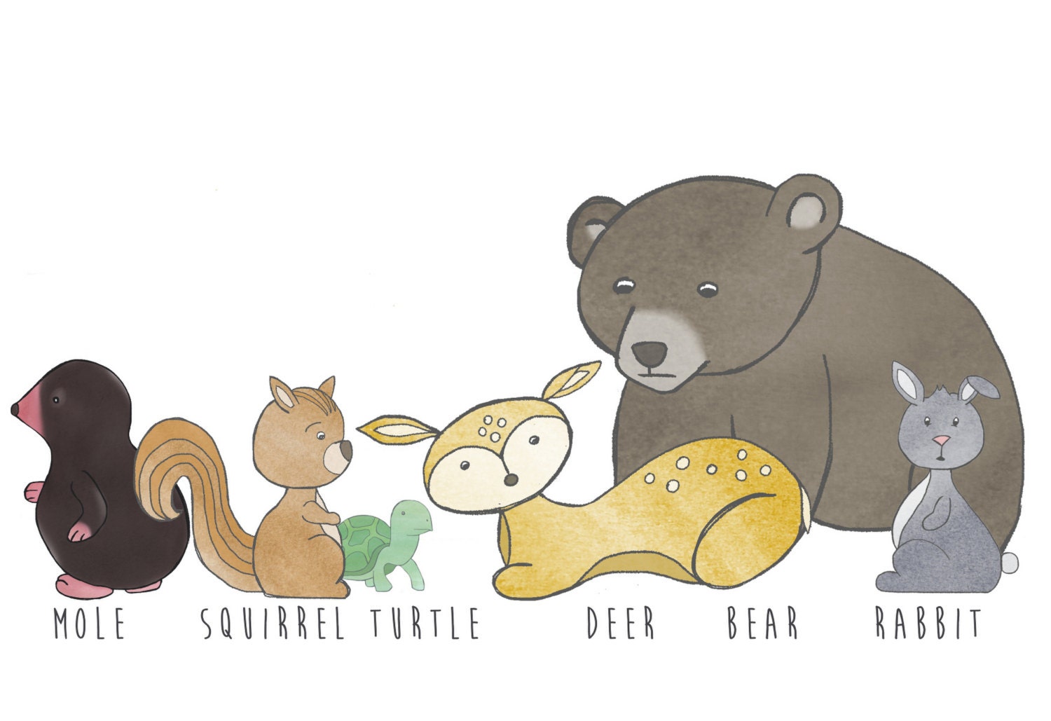 Woodland Animals Nursery Wall Art Woodland Creatures Set of | Etsy