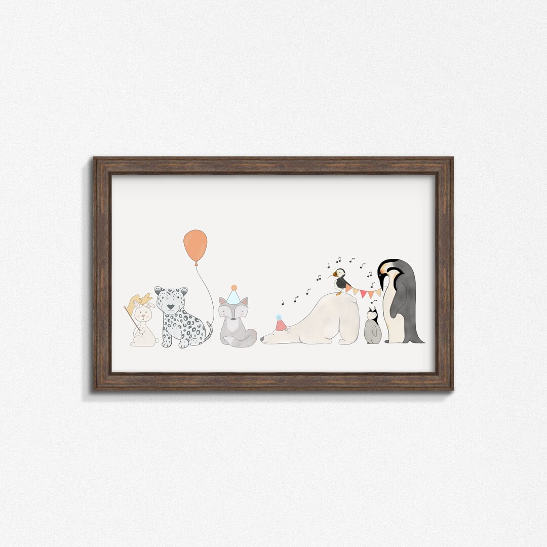 Animal Parade Print - Arctic Animals Nursery Art Featuring an Arctic ...