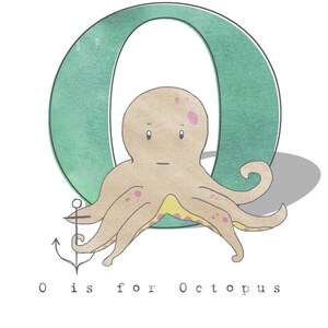 O is for Octopus - Alphabet Illustration Print, Nursery Art, Kid's ...