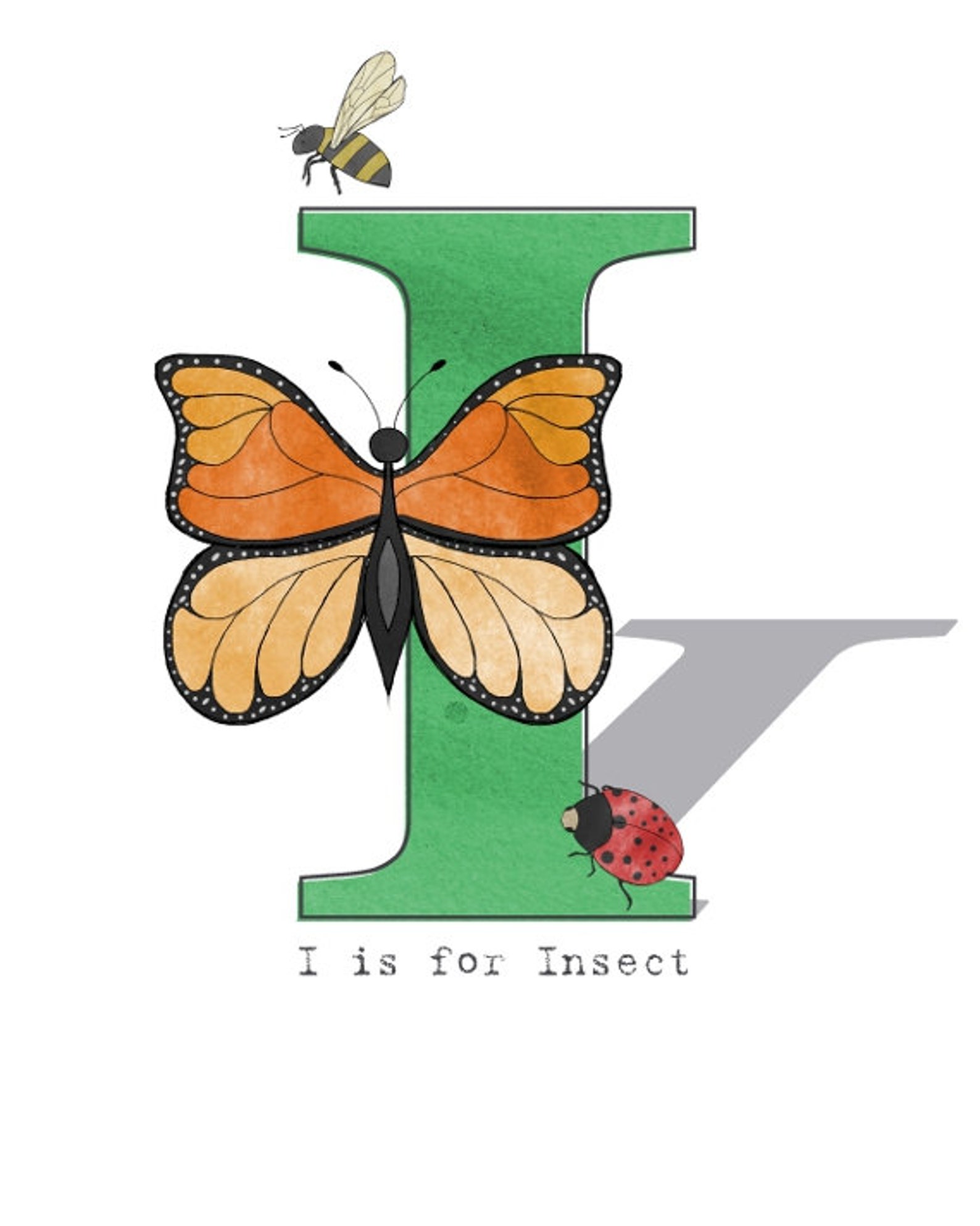I is for Insects - Alphabet Illustration Print, Nursery Art, Kid's ...