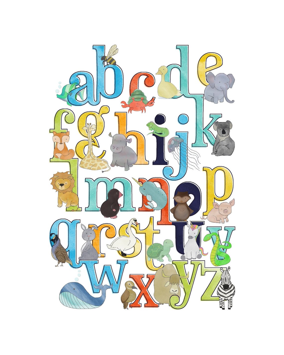 ABC I Love You Printable Alphabet Illustration Print - Etsy