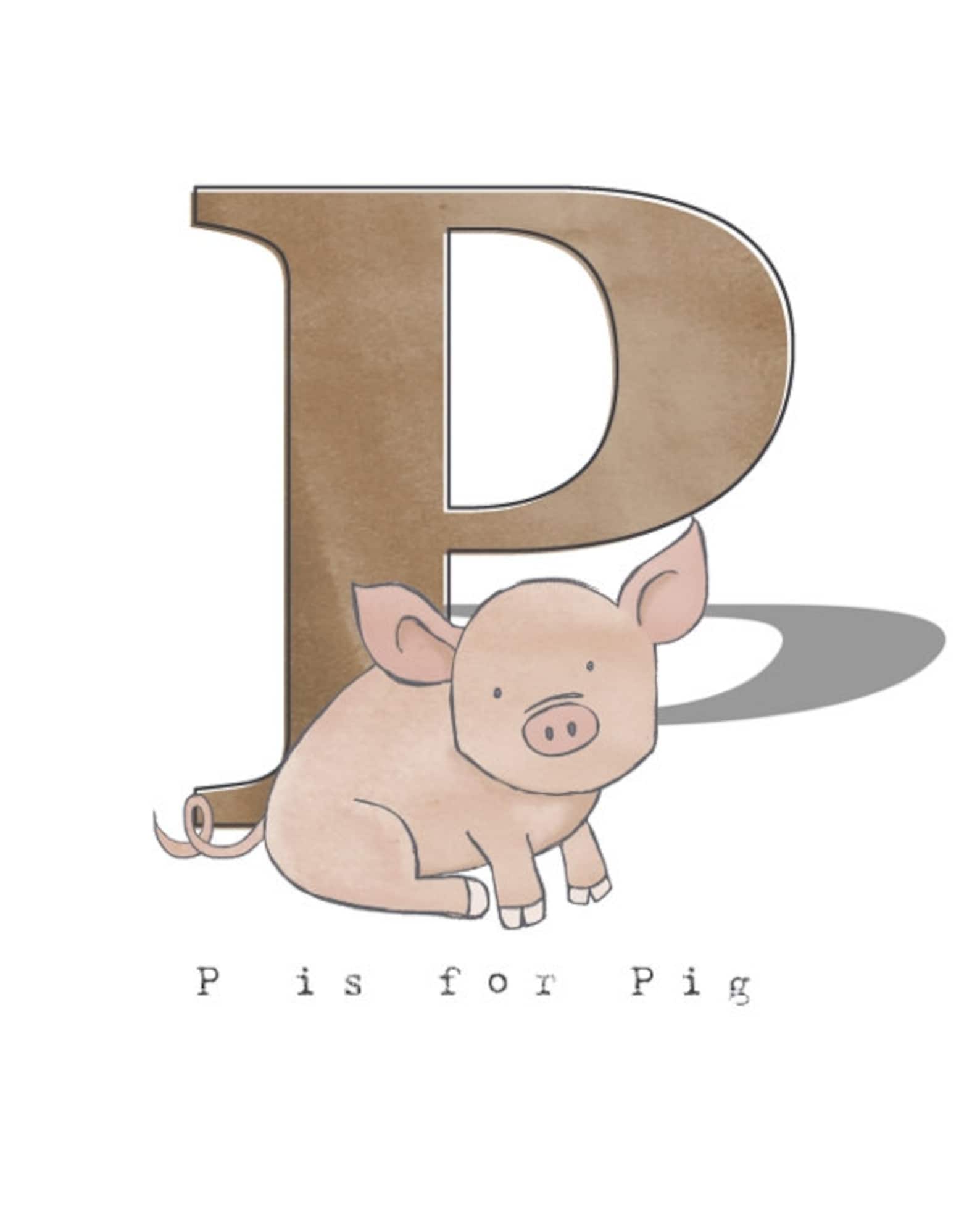 P is for Pig Alphabet Illustration Print Nursery Art | Etsy