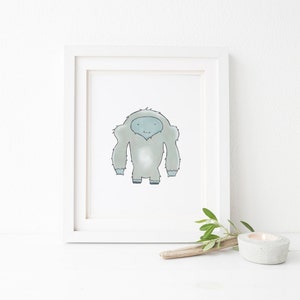 Yeti & Bigfoot Illustration Art Print Set of 2 - Cute Mythical Nursery ...
