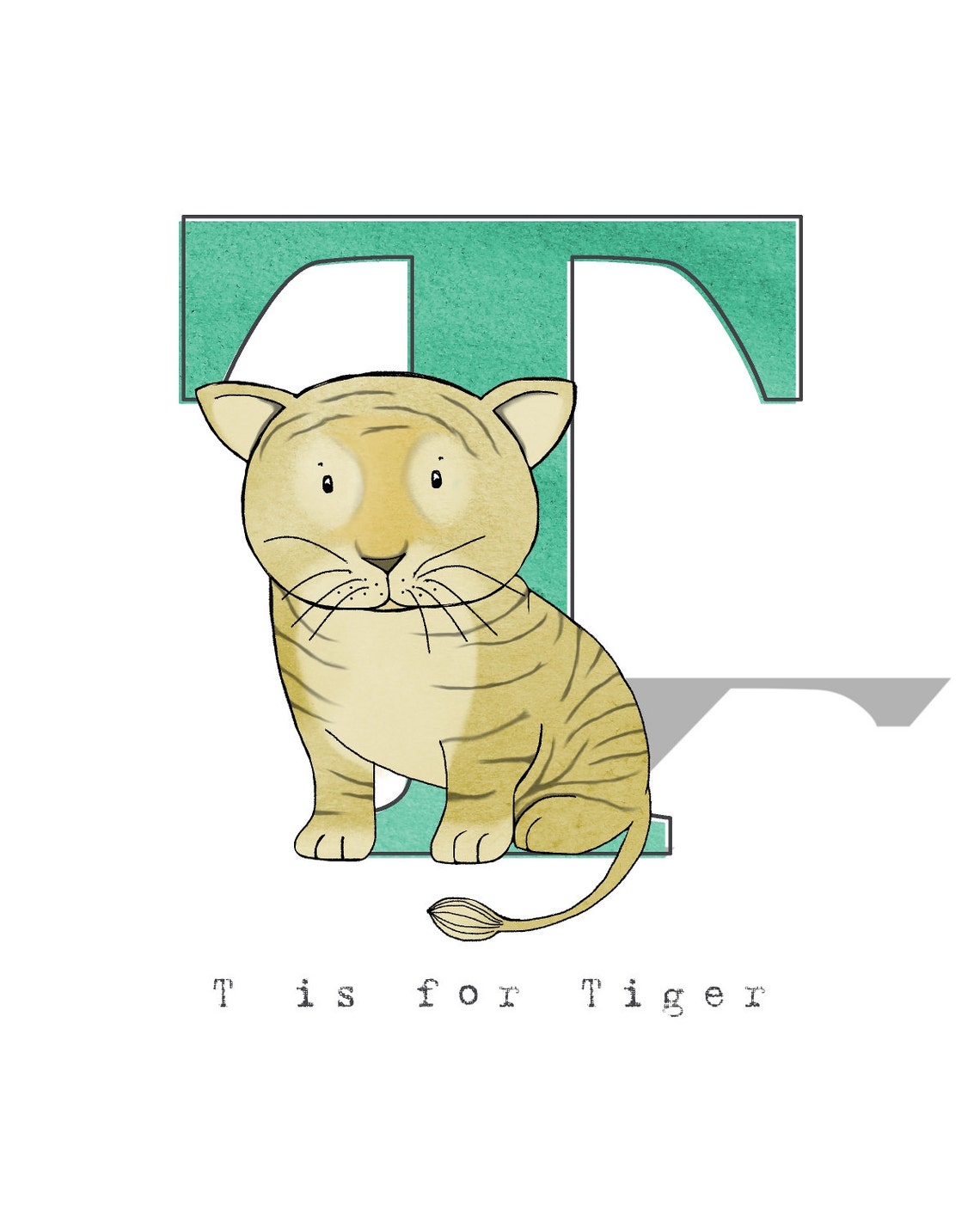 T is for Tiger Alphabet Illustration Print Nursery Art - Etsy