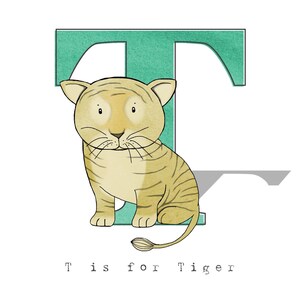 T is for Tiger - Alphabet Illustration Print, Nursery Art, Kid's Decor ...