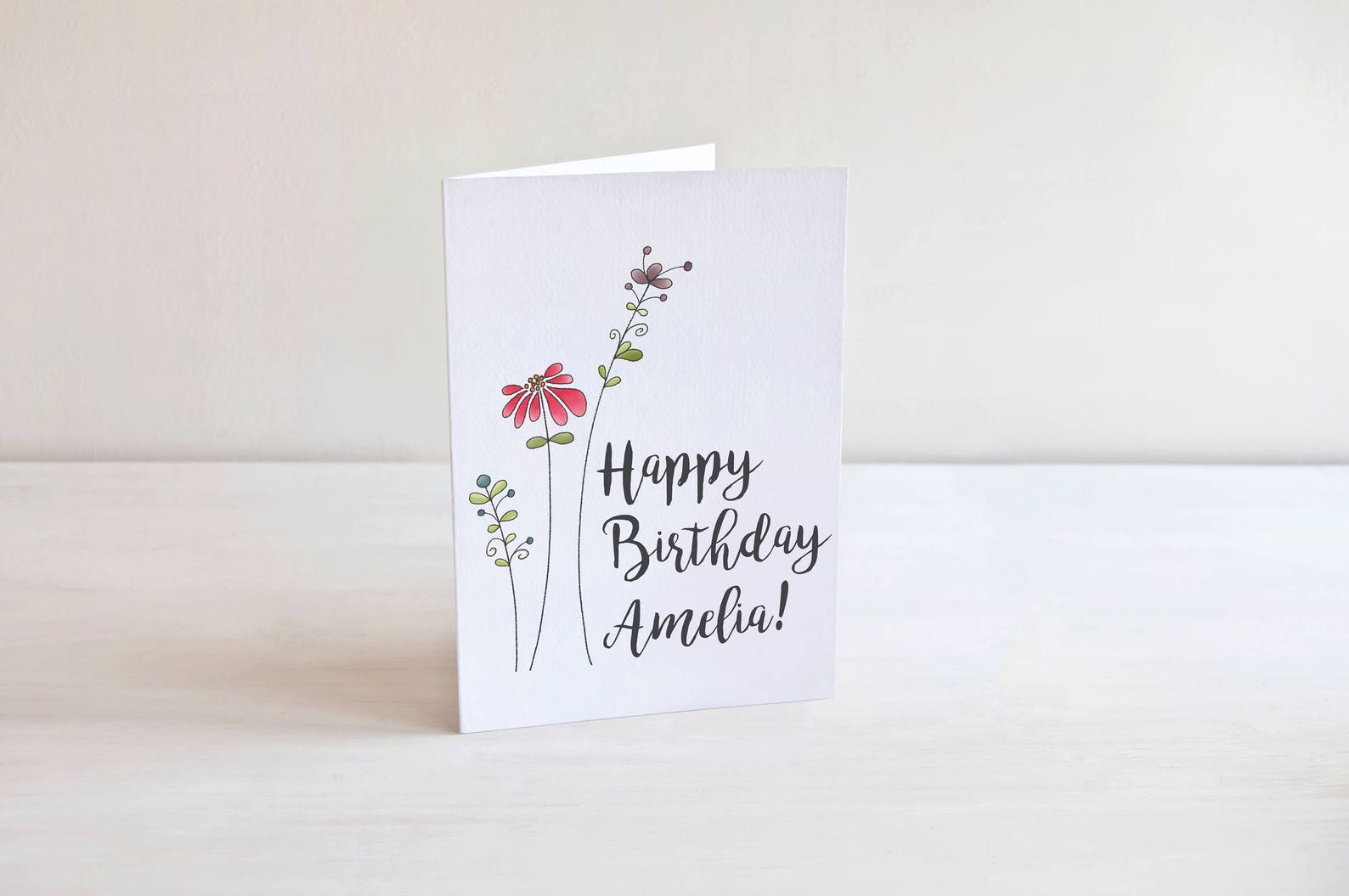 Floral Birthday Card Botanical Birthday Card Featuring - Etsy