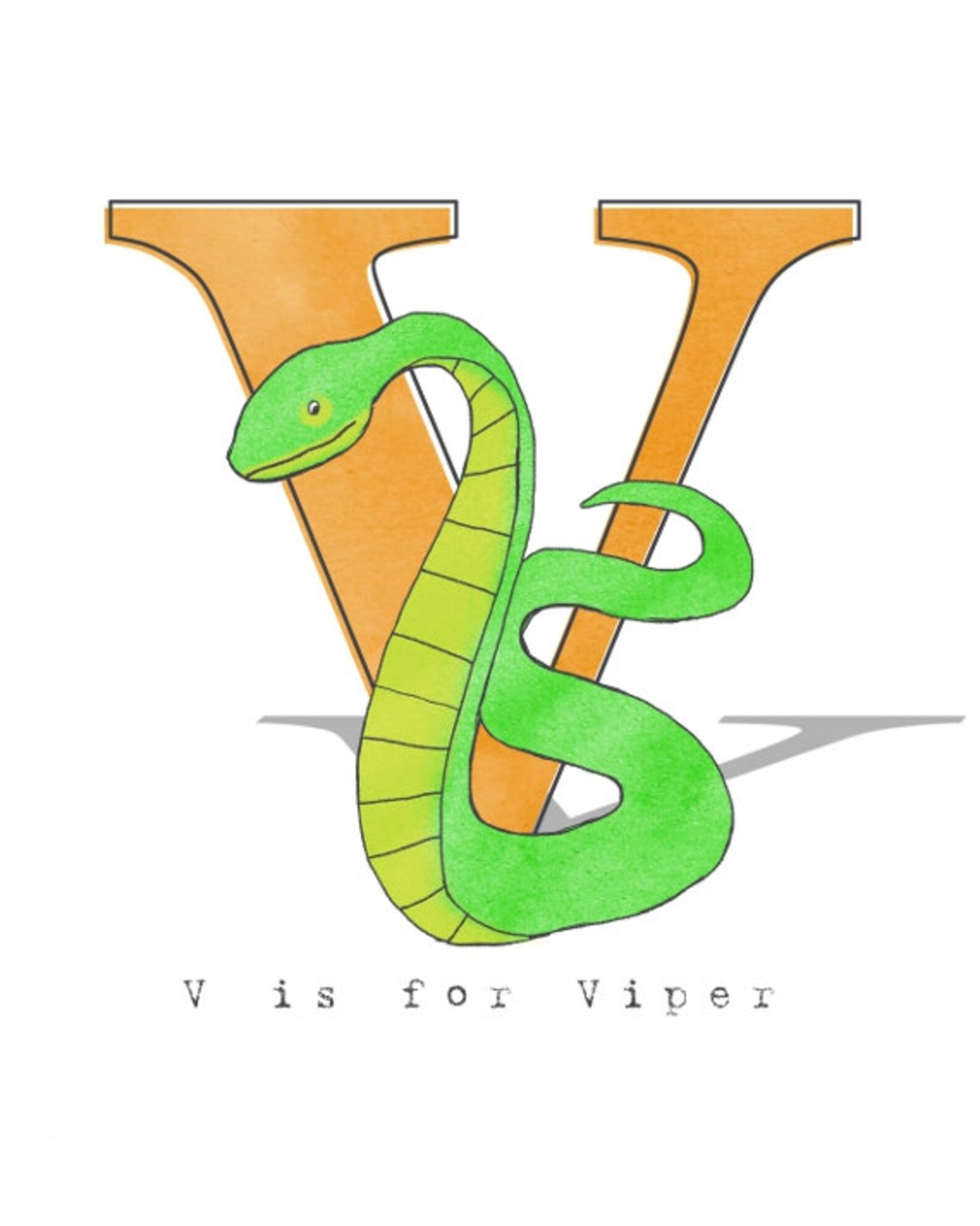 V is for Viper - Alphabet Illustration Print, Nursery Art, Kid's Decor ...